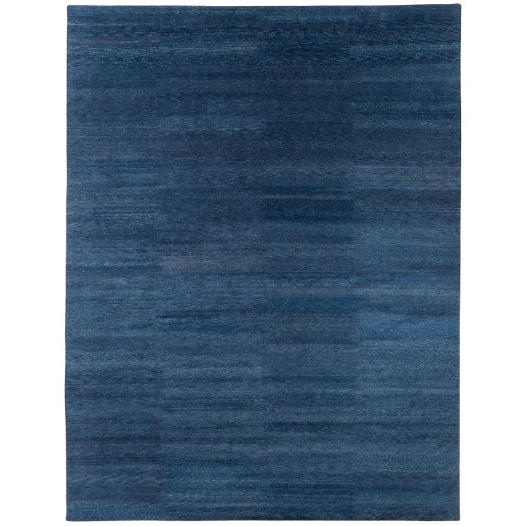 Natural Indigo Himalayan Wool Area Rug by Carini For Sale at 1stDibs