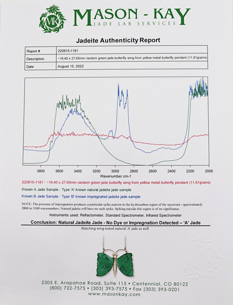 Natural Jadeite Jade Mason Kay Report Certified, Diamond, Yellow Gold ...