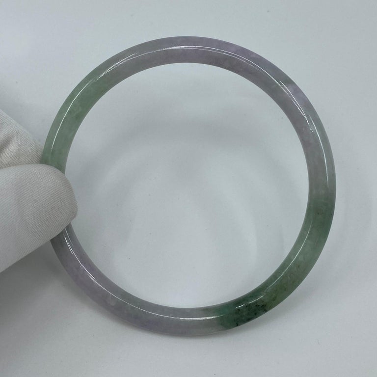 Natural Light Purple Violet Green Jadeite Jade Bangle Bracelet Mottled ...