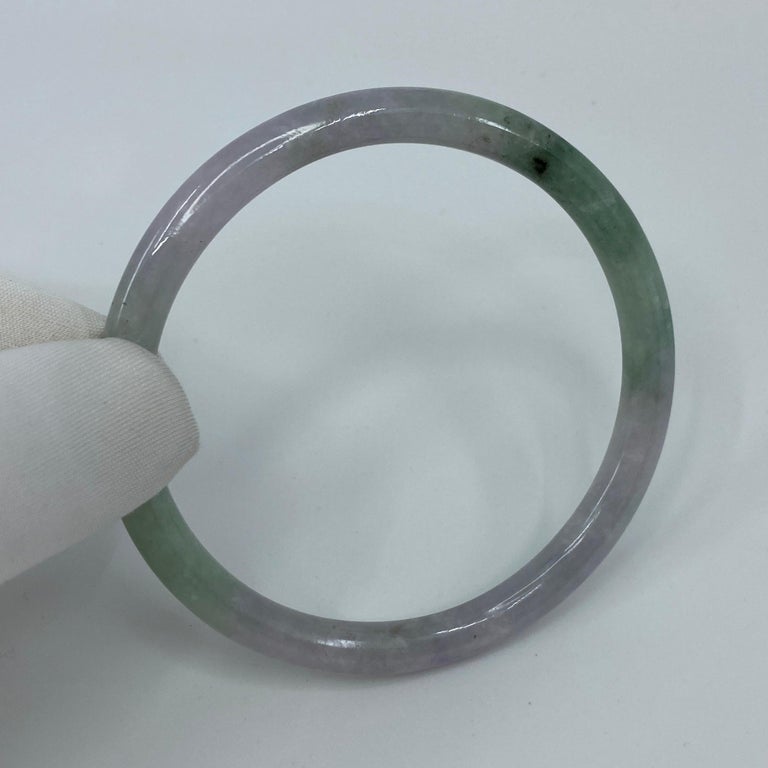 Natural Light Purple Violet Green Jadeite Jade Bangle Bracelet Mottled ...