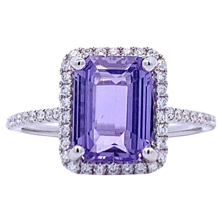 Natural Lilac Sapphire Halo Ring, 'Ref #17514' For Sale at 1stDibs