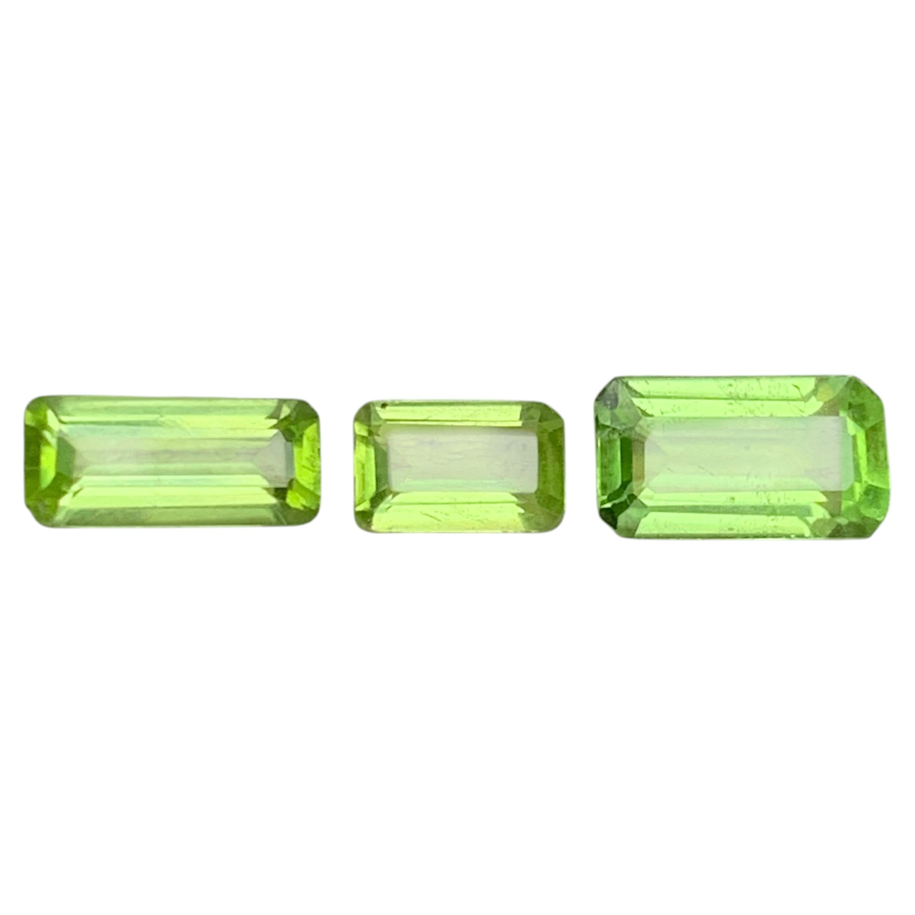Natural Vivid Green Peridot 5.05 Ct Emerald Cut Loose Gemstones Set for ...