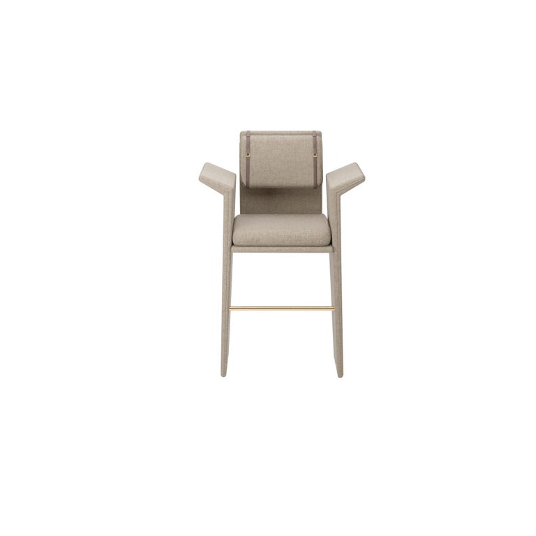 Natural Linen Modern Panama Bar Chair For Sale at 1stDibs