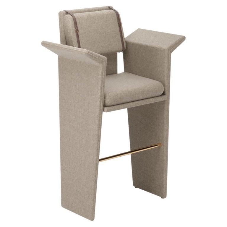 Natural Linen Modern Panama Bar Chair For Sale at 1stDibs