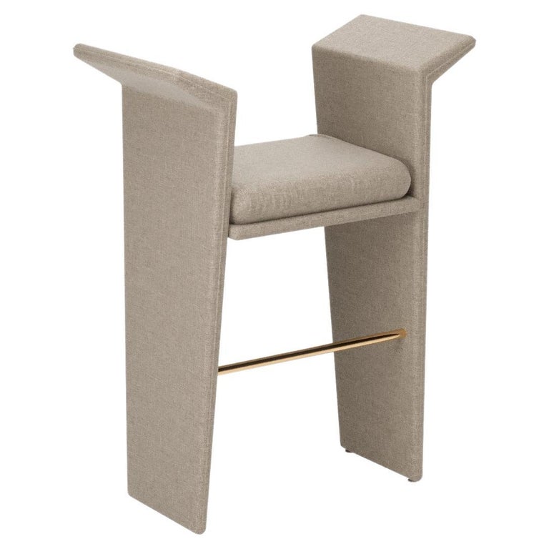 Natural Linen Modern Panama Bar Stool For Sale at 1stDibs