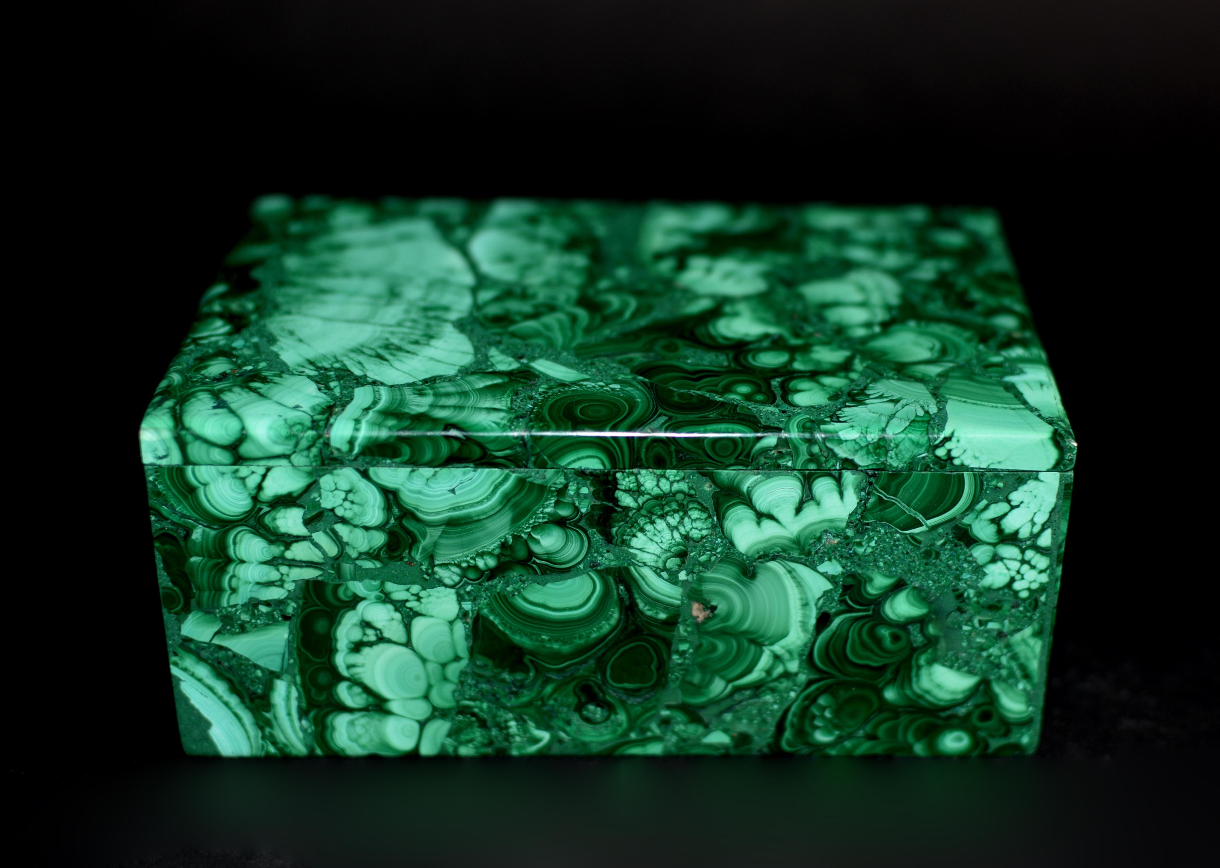 Natural Malachite Box Large 2.4 Lb Jewelry Box at 1stDibs