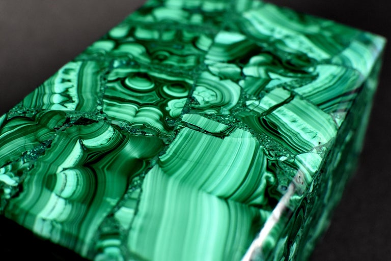 Natural Malachite Box, Large 3 lb Full Slab Jewelry Box at 1stDibs