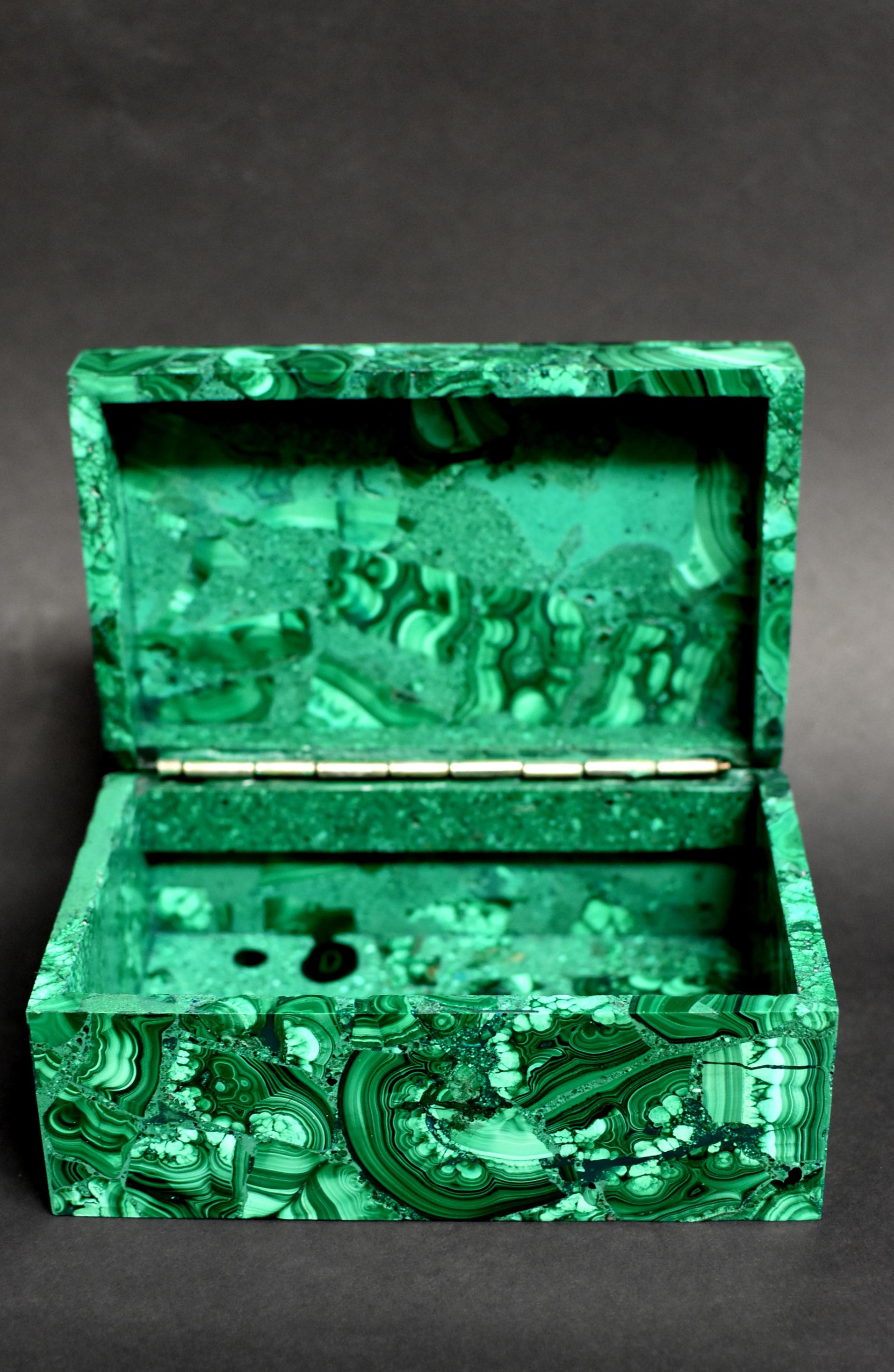 Natural Malachite Box, Large 3 lb Full Slab Jewelry Box at 1stDibs ...