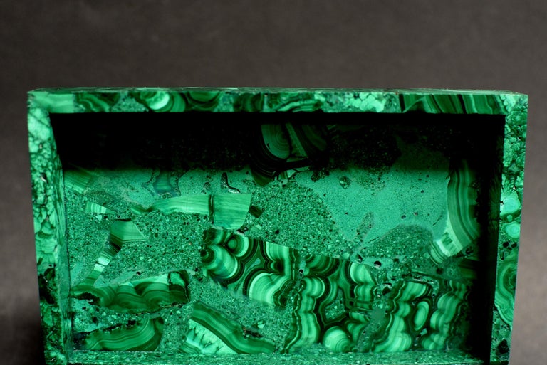 Natural Malachite Box, Large 3 lb Full Slab Jewelry Box at 1stDibs