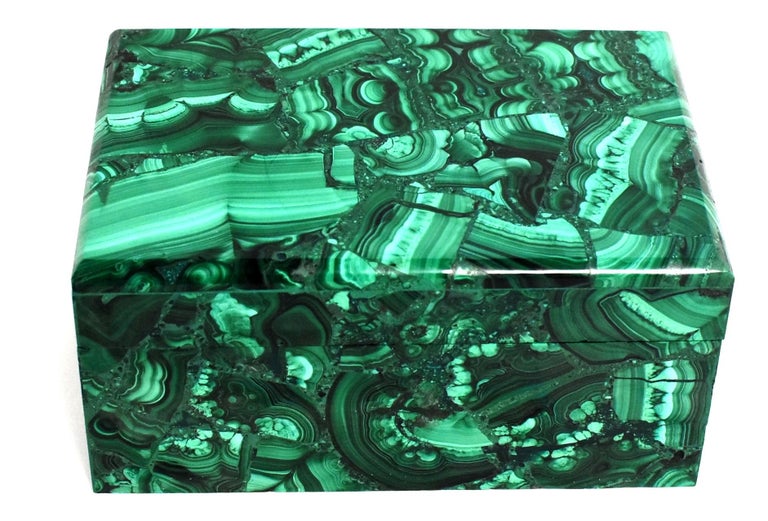 Natural Malachite Box, Large 3 lb Full Slab Jewelry Box at 1stDibs
