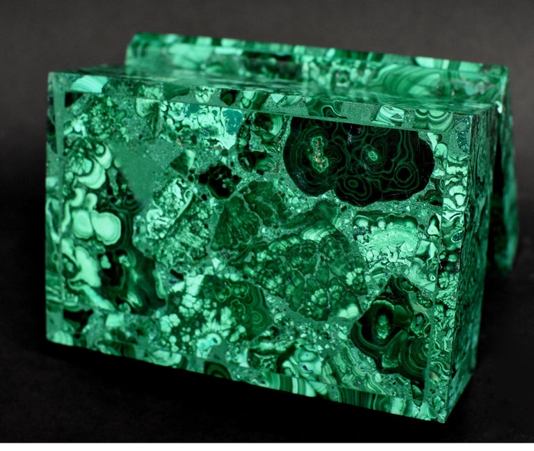 Natural Malachite Box, Large 3 lb Full Slab Jewelry Box at 1stDibs