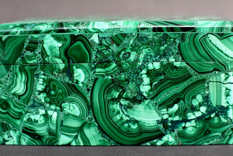 Natural Malachite Box, Large 3 lb Full Slab Jewelry Box at 1stDibs