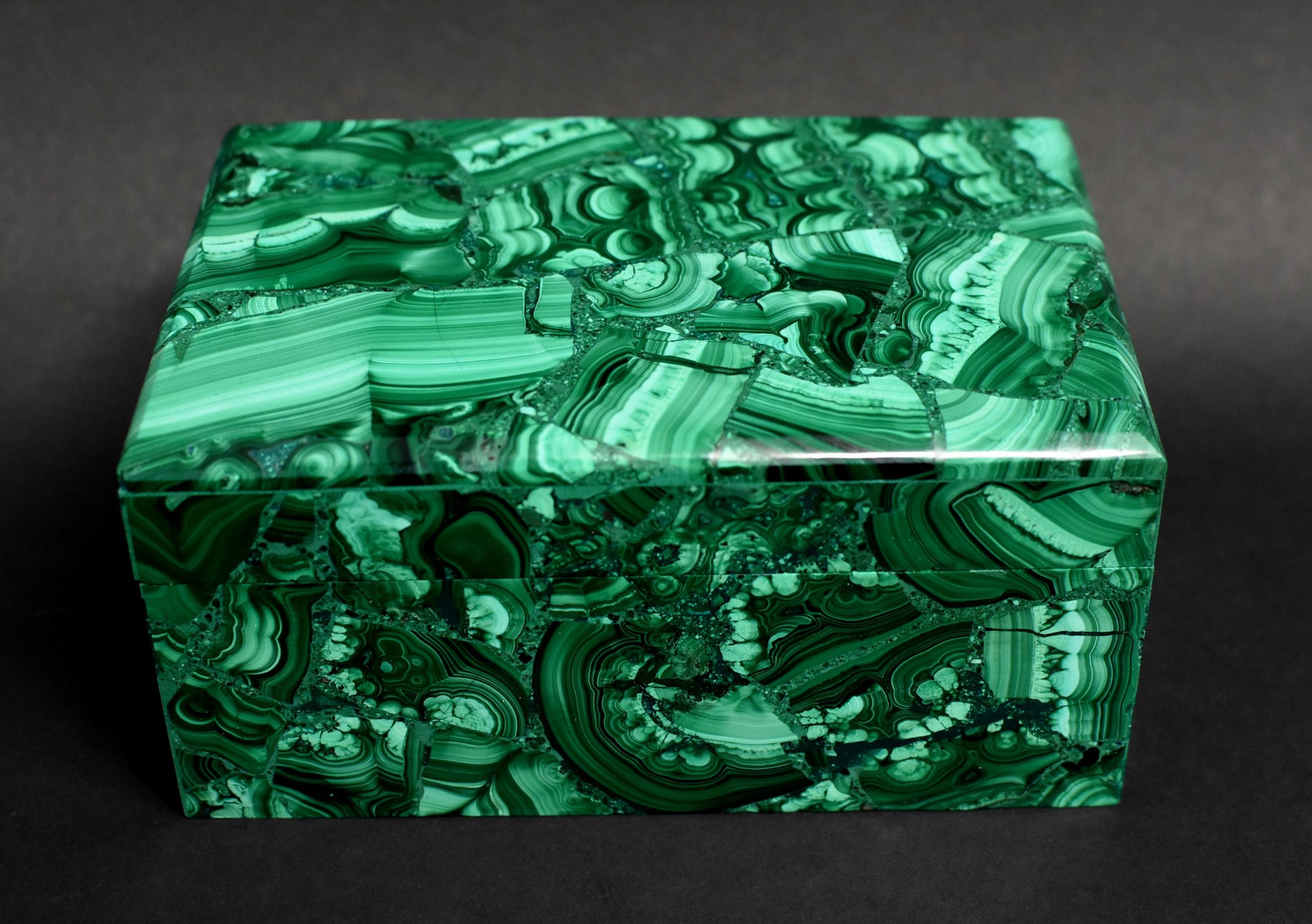 Natural Malachite Box, Large 3 lb Full Slab Jewelry Box at 1stDibs ...