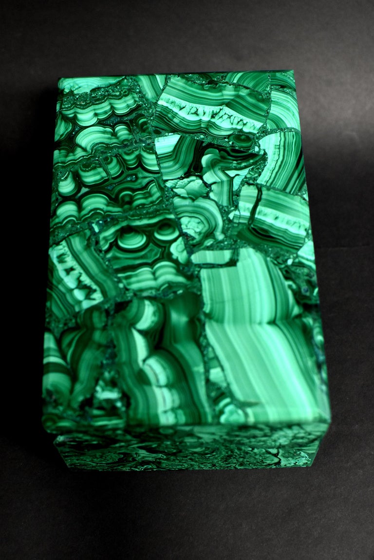 Natural Malachite Box, Large 3 lb Full Slab Jewelry Box at 1stDibs