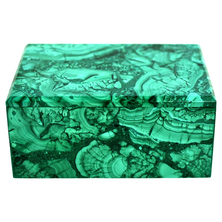 Natural Malachite Box Large 3.15 Lb Full Slab Jewelry Box at 1stDibs
