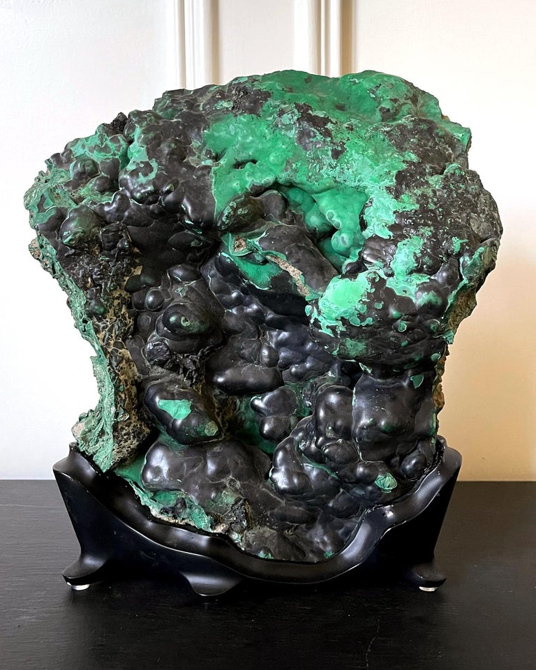 Natural Malachite Rock on Display Stand as Chinese Scholar Stone For ...