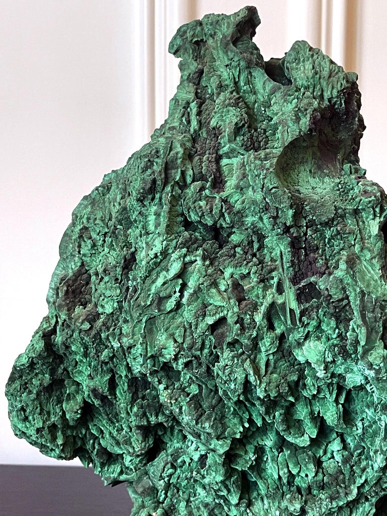 Natural Malachite Scholar Stone on Display Stand For Sale at 1stDibs