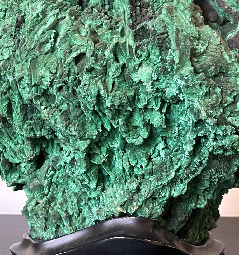 Natural Malachite Scholar Stone on Display Stand For Sale at 1stDibs
