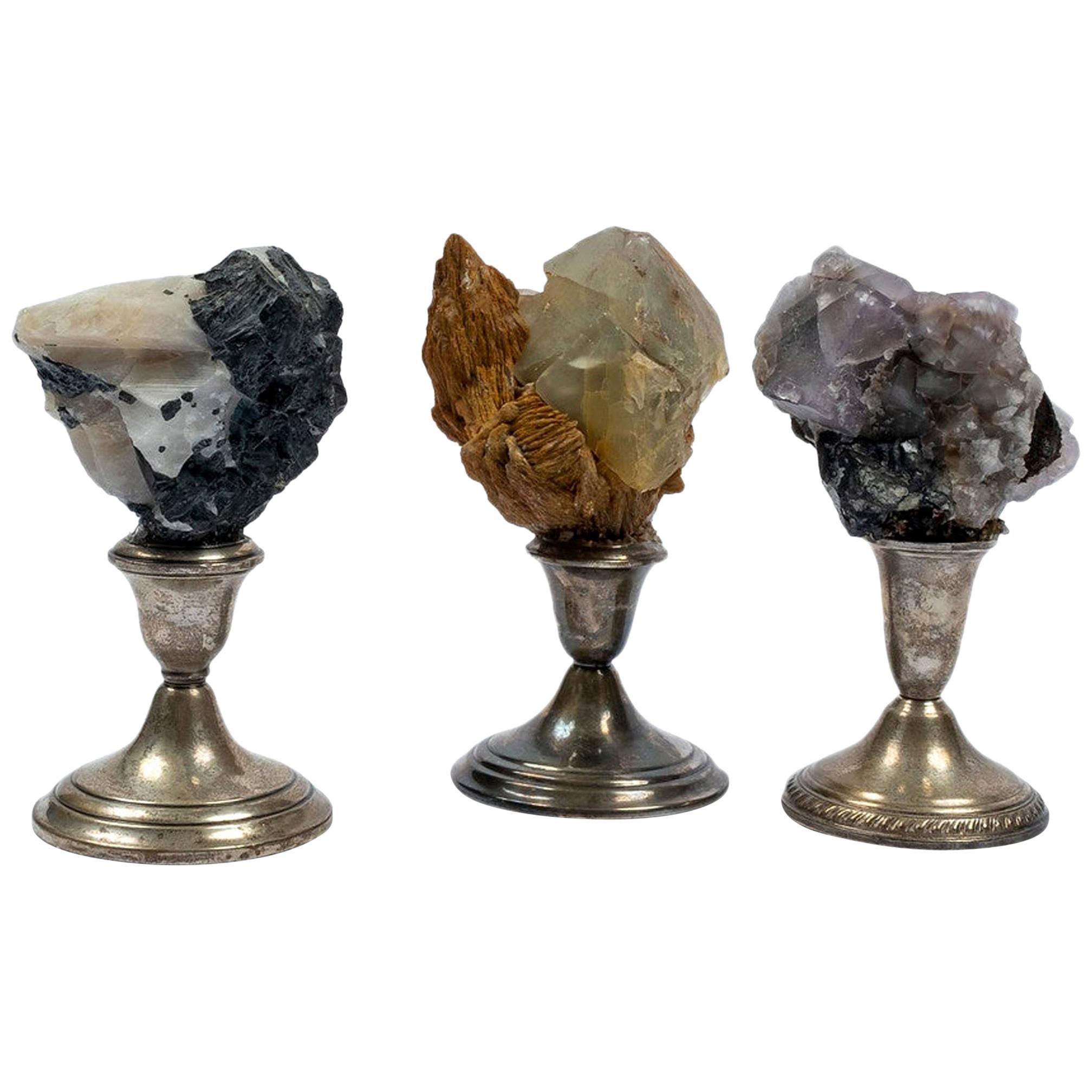 Natural Mineral Specimens on Sterling Silver Collection at 1stDibs