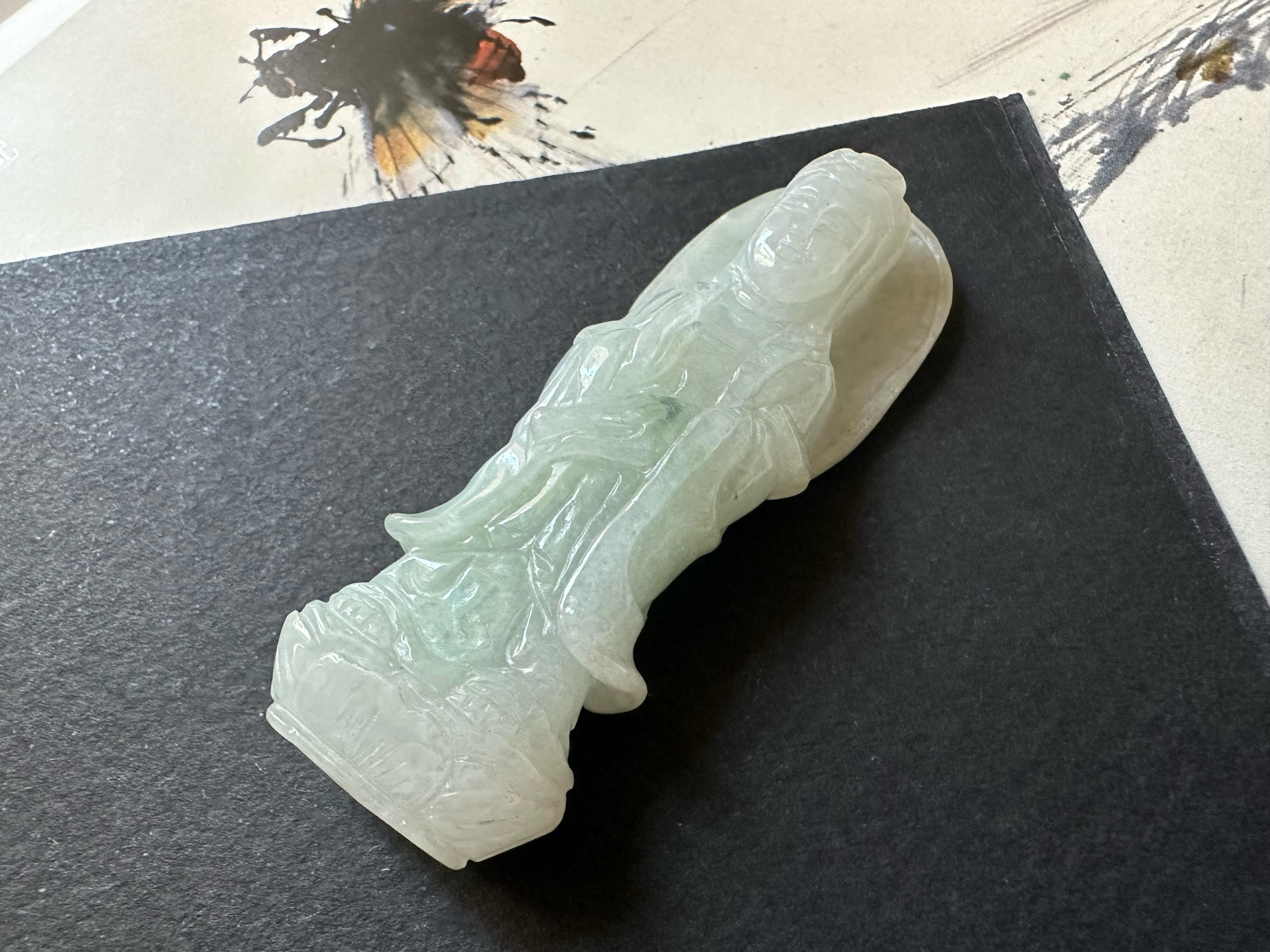 Natural Myanmar White Jade Guan Yin Pendant, Buddha Jadeite Loose Stone ...