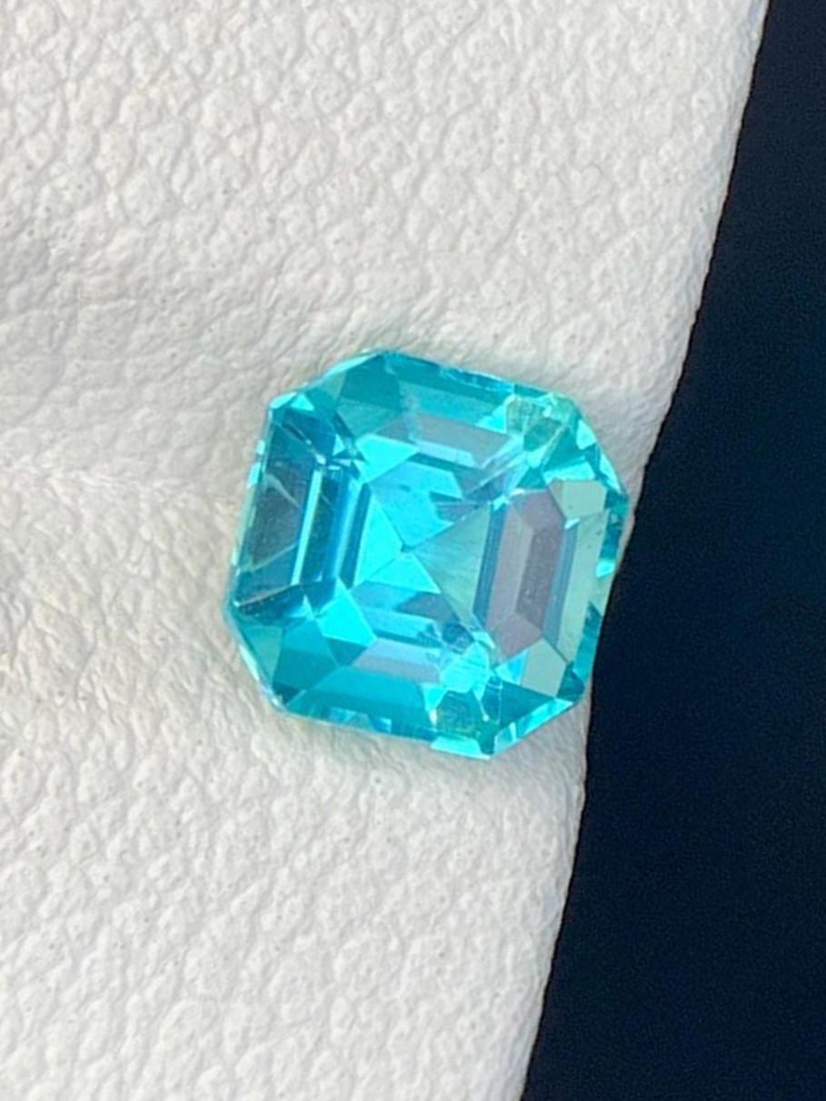 Natural Neon Blue Apatite Gemstone: Asscher Cut, Madagascar Origin, 1. ...