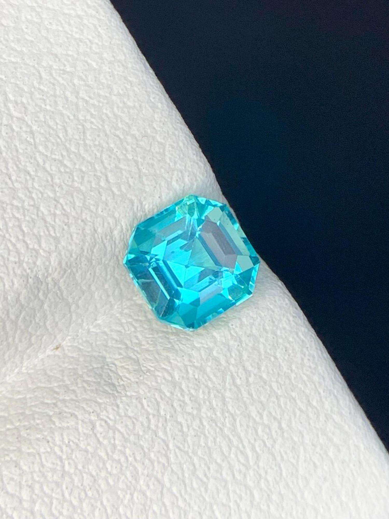 Natural Neon Blue Apatite Gemstone: Asscher Cut, Madagascar Origin, 1. ...