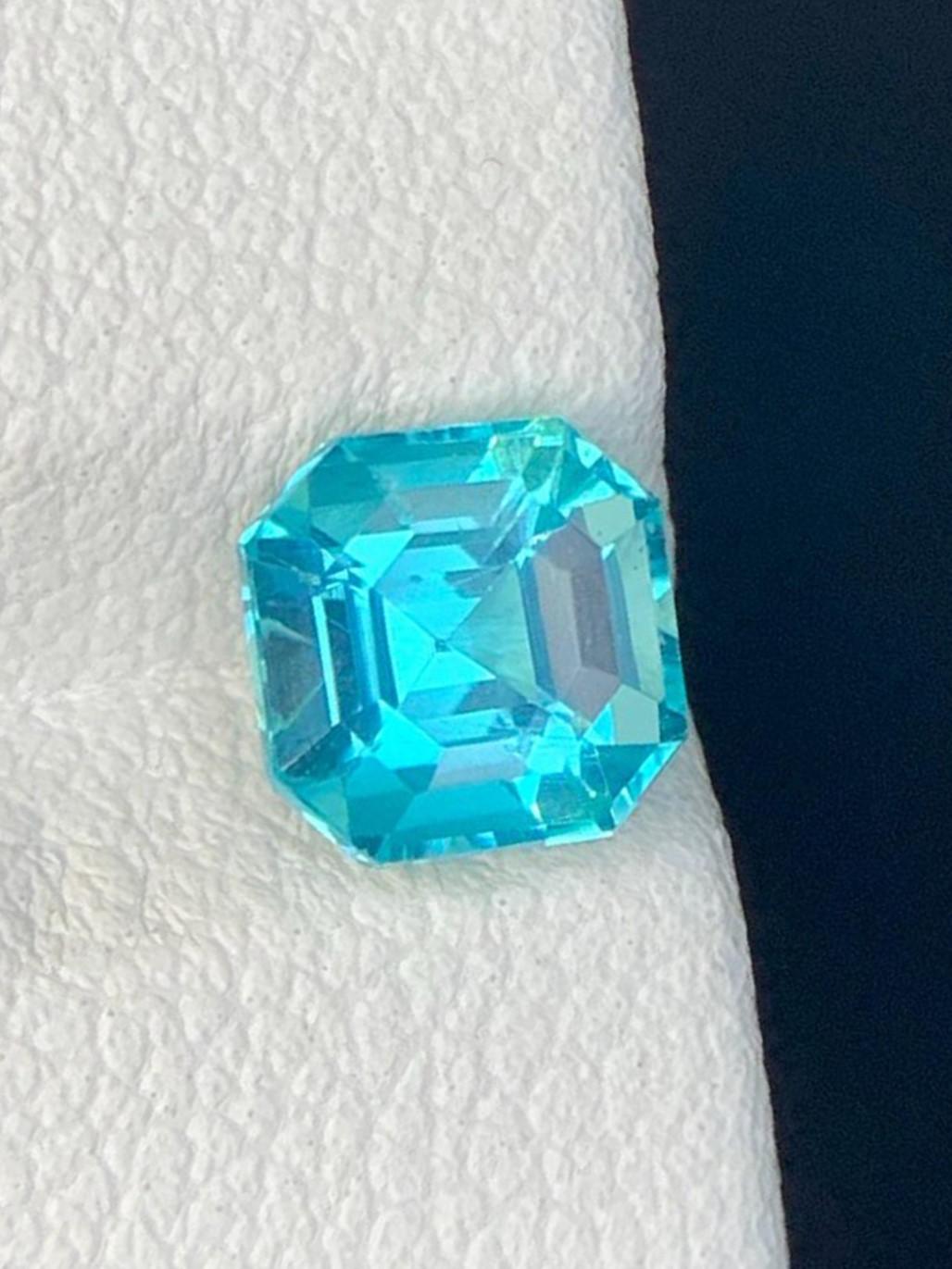Natural Neon Blue Apatite Gemstone: Asscher Cut, Madagascar Origin, 1. ...