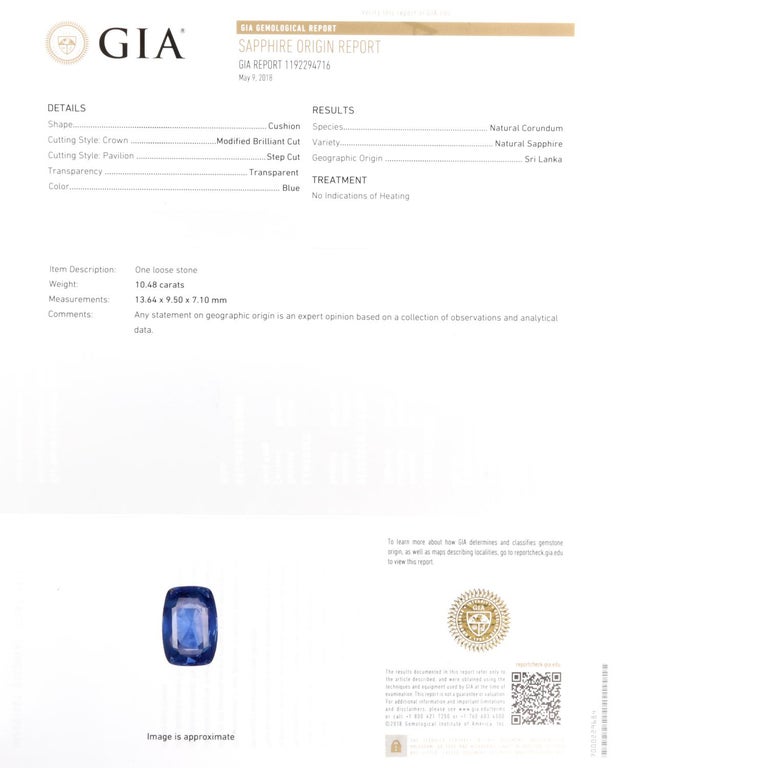 Natural No Heat Cylon Blue GIA Sapphire Diamond Platinum Three-Stone ...