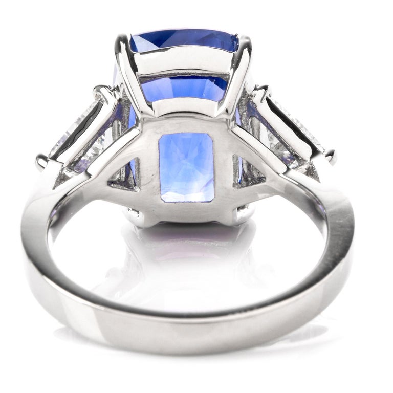 Natural No Heat Cylon Blue GIA Sapphire Diamond Platinum Three-Stone ...