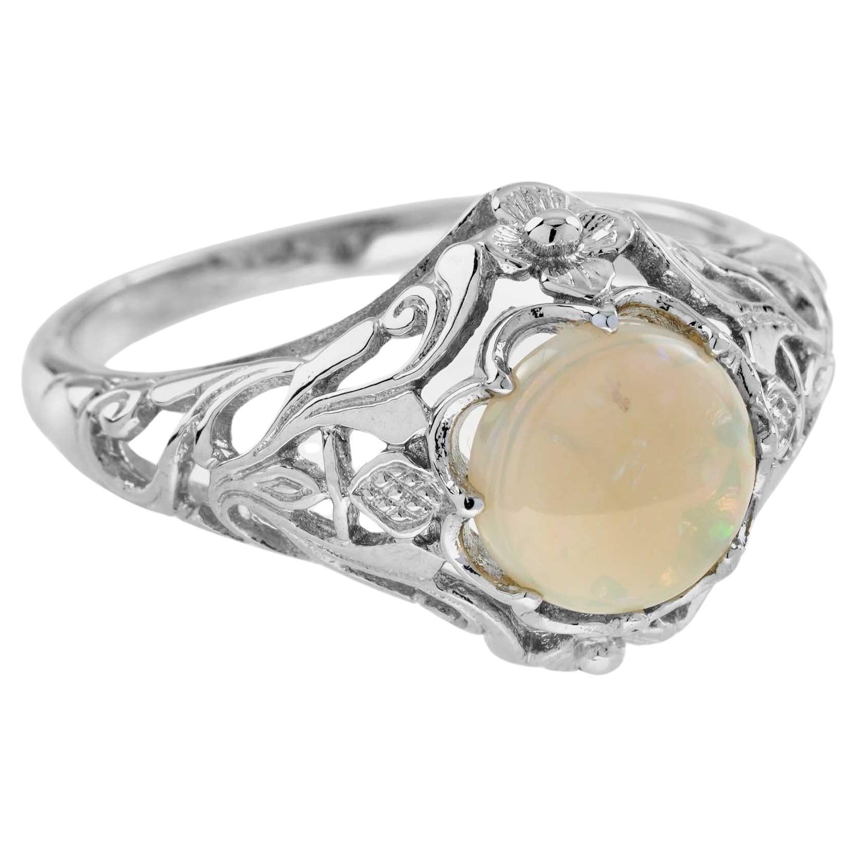 Customizable Natural Diamond Vintage Style Filigree Engagement Ring in ...