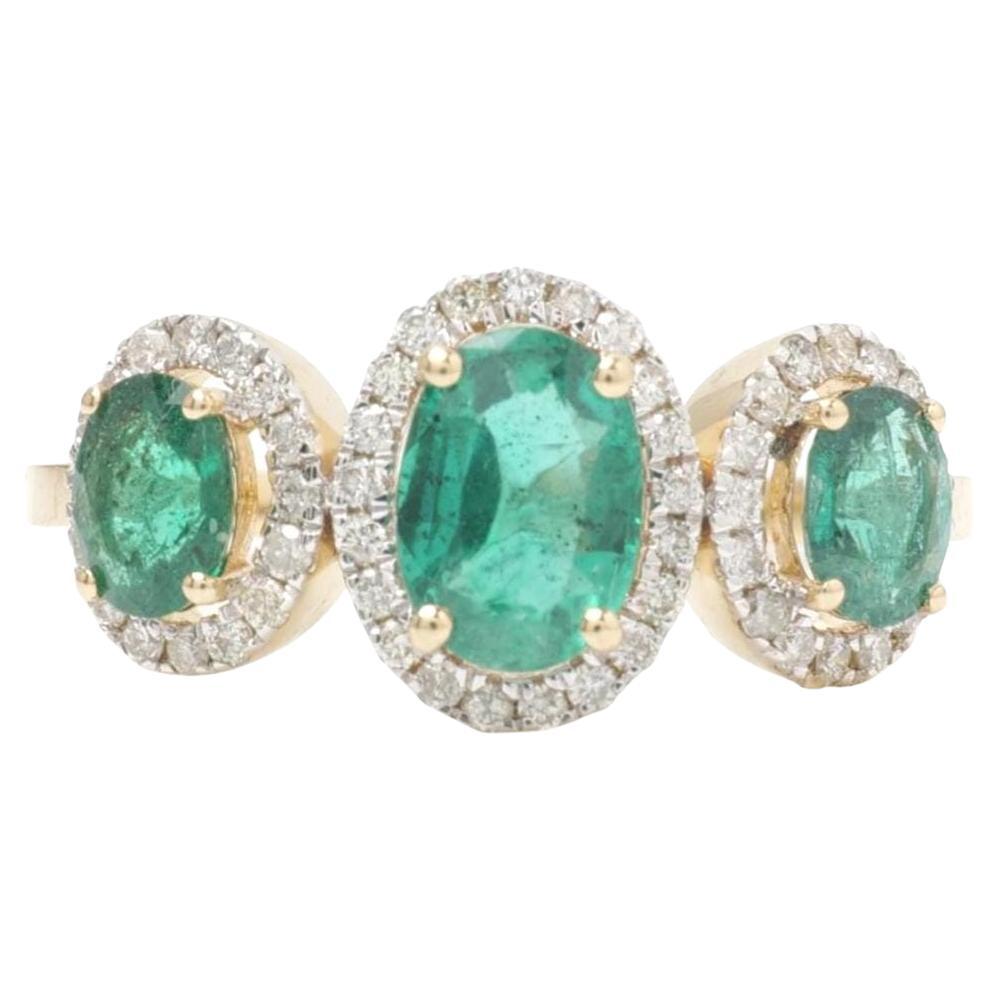 Emerald and Diamond Criss Cross Ring in 14K Solid Gold (Certified) For ...