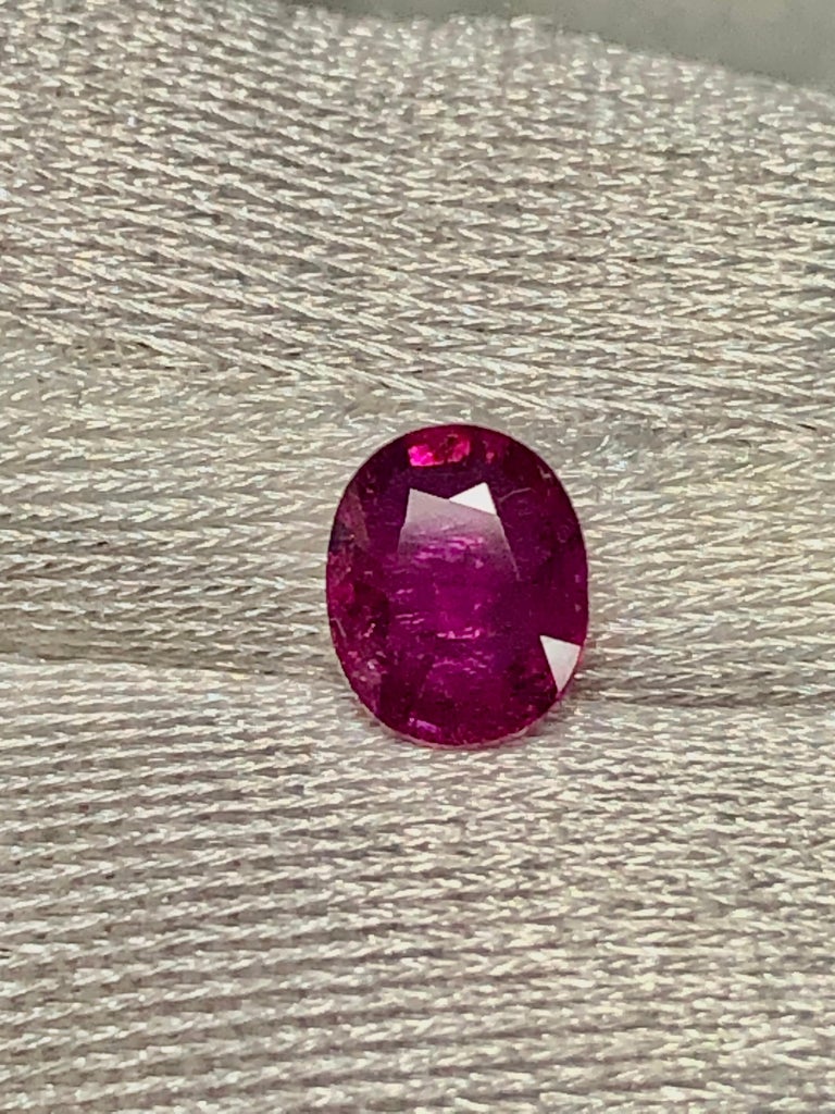 Natural Oval Ruby and Diamond Engagement Ring 18k Yellow Gold For Sale ...