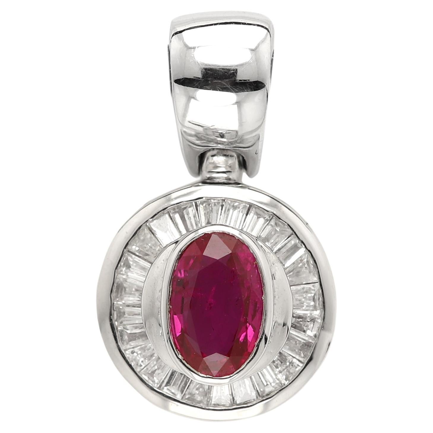 14k Gold "Heart" Pendant with Natural Ruby and Diamond, Heart Ruby ...
