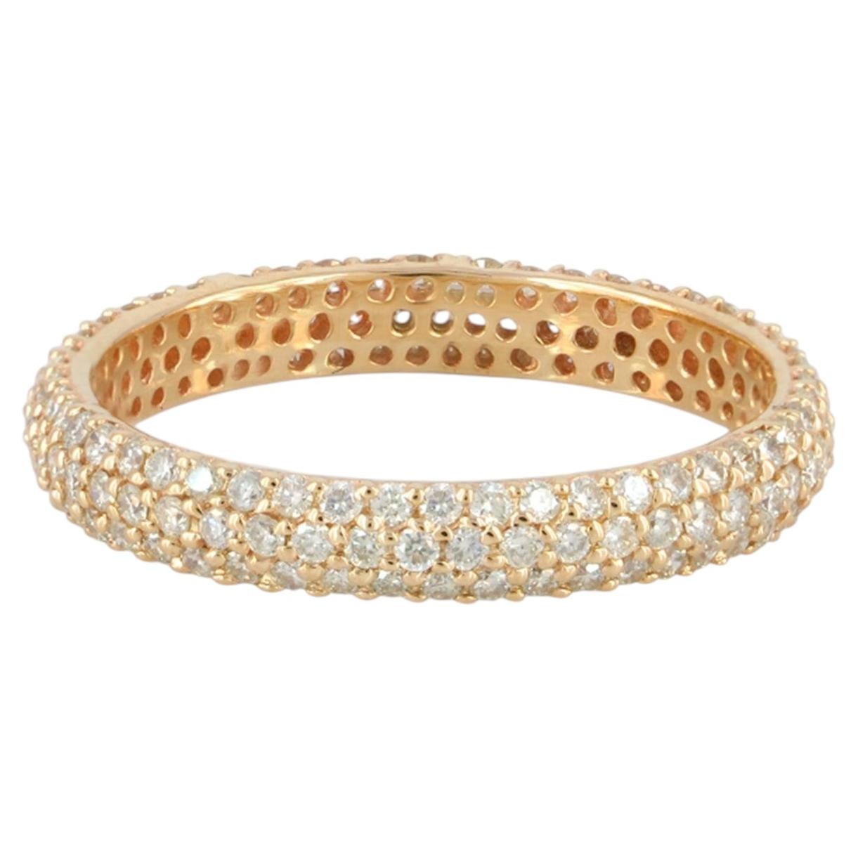 Genuine H/Si White Diamond Band Solid 14k Yellow Gold Jewelry Eternity ...
