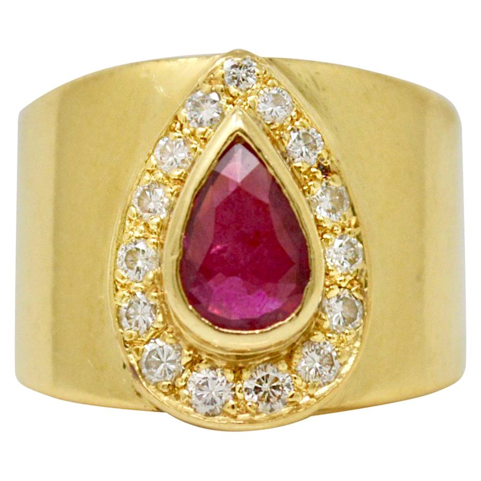 Natural Ruby and Diamond Cocktail Ring at 1stDibs