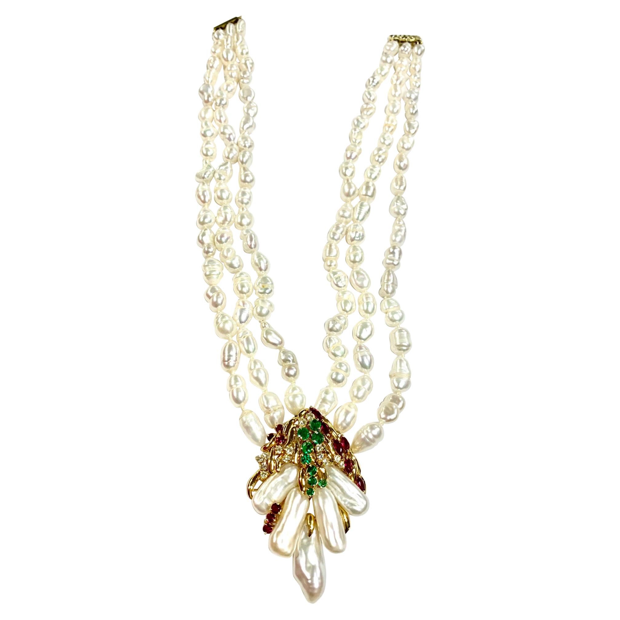 Indian Antique Seven Strand Necklace With Precious Gem Stones and ...