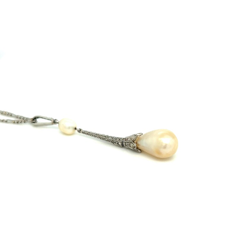 Natural Pearls and Diamond Necklace For Sale at 1stDibs