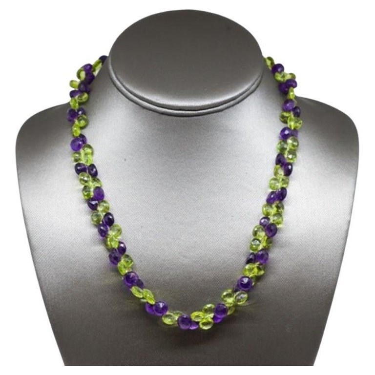 Natural Peridot and Amethyst Necklace For Sale at 1stDibs