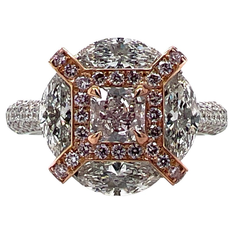 Natural Pink Diamond Engagement Ring 18 Karat White and Rose Gold GIA ...
