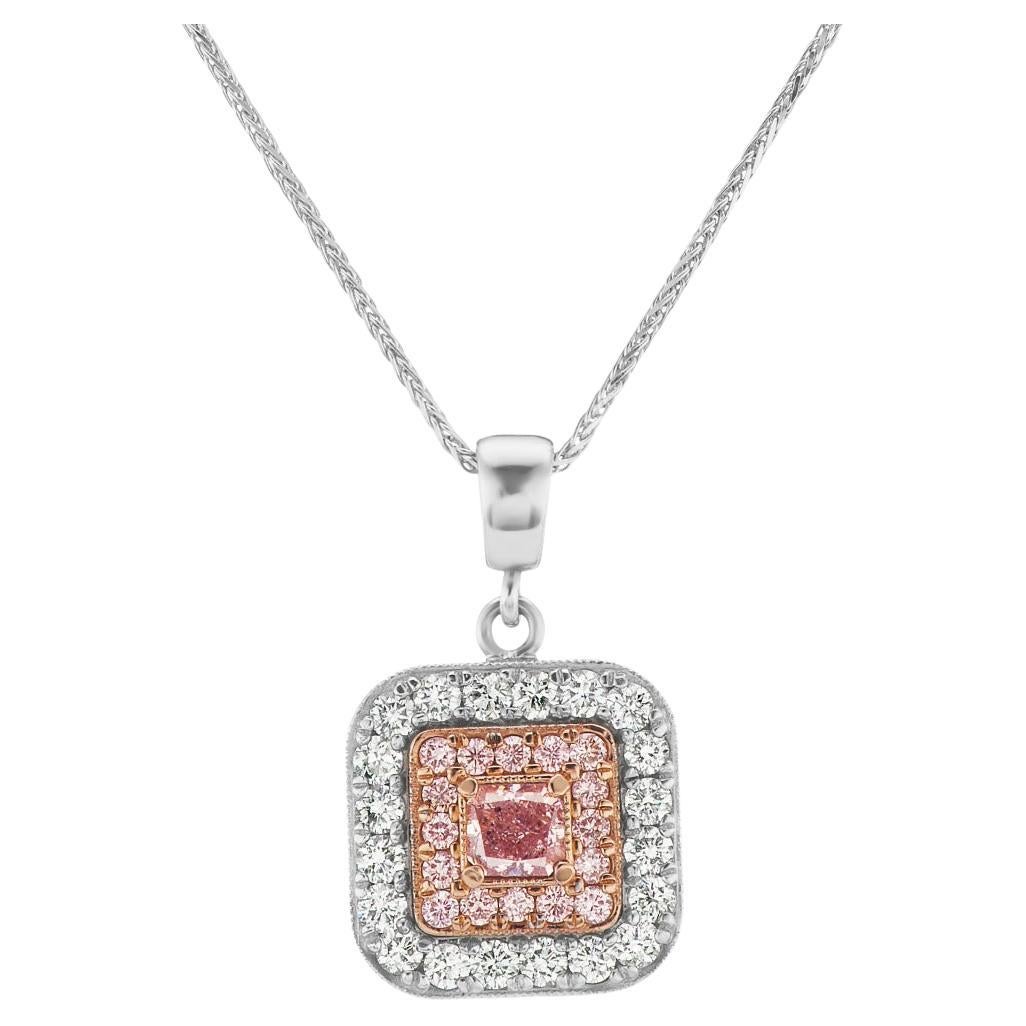 Natural Pink Diamond and White Diamond Pendant Necklace For Sale at 1stDibs