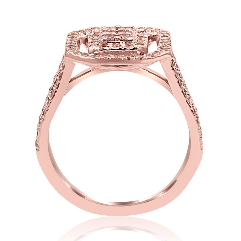 Natural Pink Diamond Rose Gold Fashion Cocktail Right Hand Ring at ...