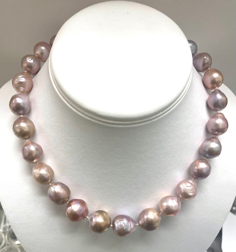 Natural Pink Extra Large Freshwater Pearl Paradizia Necklace For Sale ...
