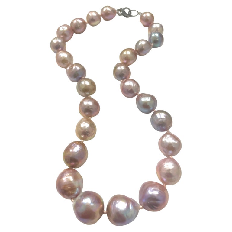 Natural Pink Extra Large Freshwater Pearl Paradizia Necklace For Sale ...