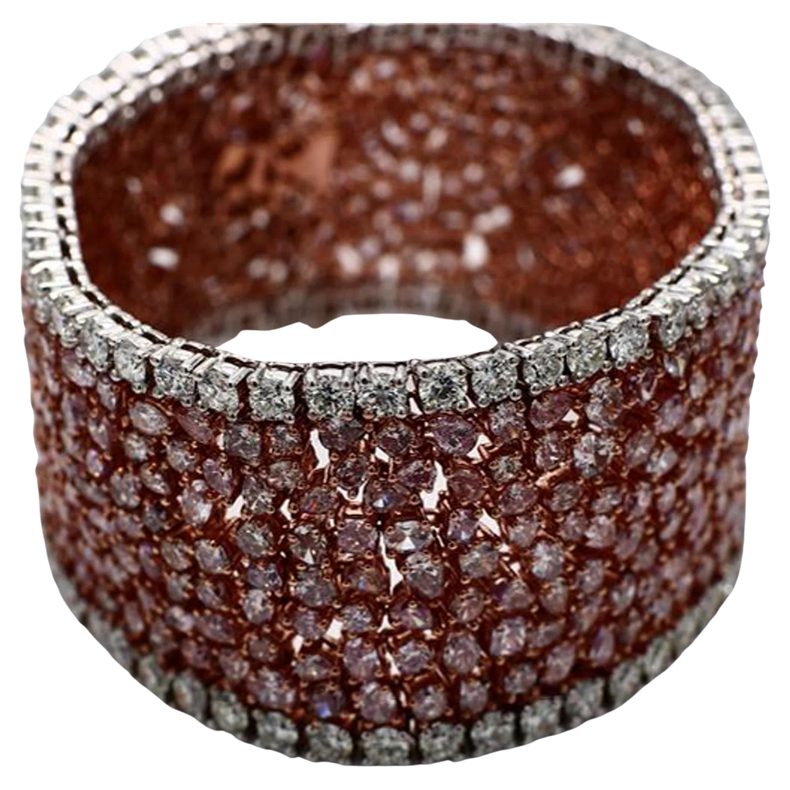 Natural Pink Mix and White Diamond 55.16 Carat TW Platinum Tennis ...