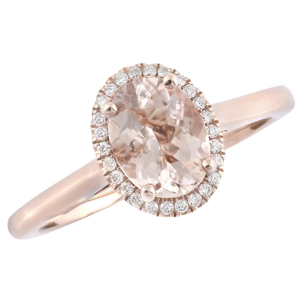 Natural Pink Morganite Gemstone 1.09 cts in 14K Rose Gold Ring with ...