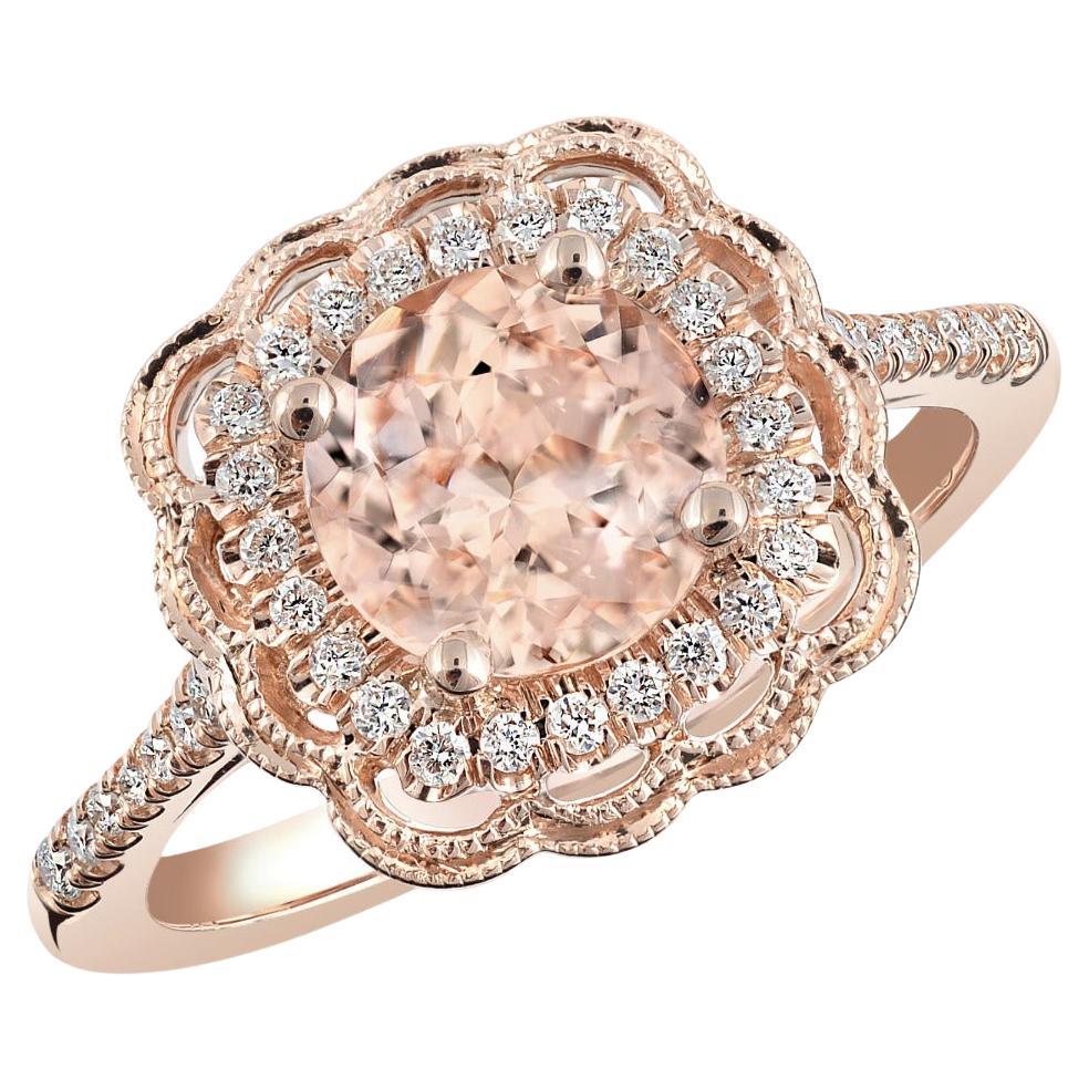 Natural Pink Morganite Gemstone 1.09 cts in 14K Rose Gold Ring with ...