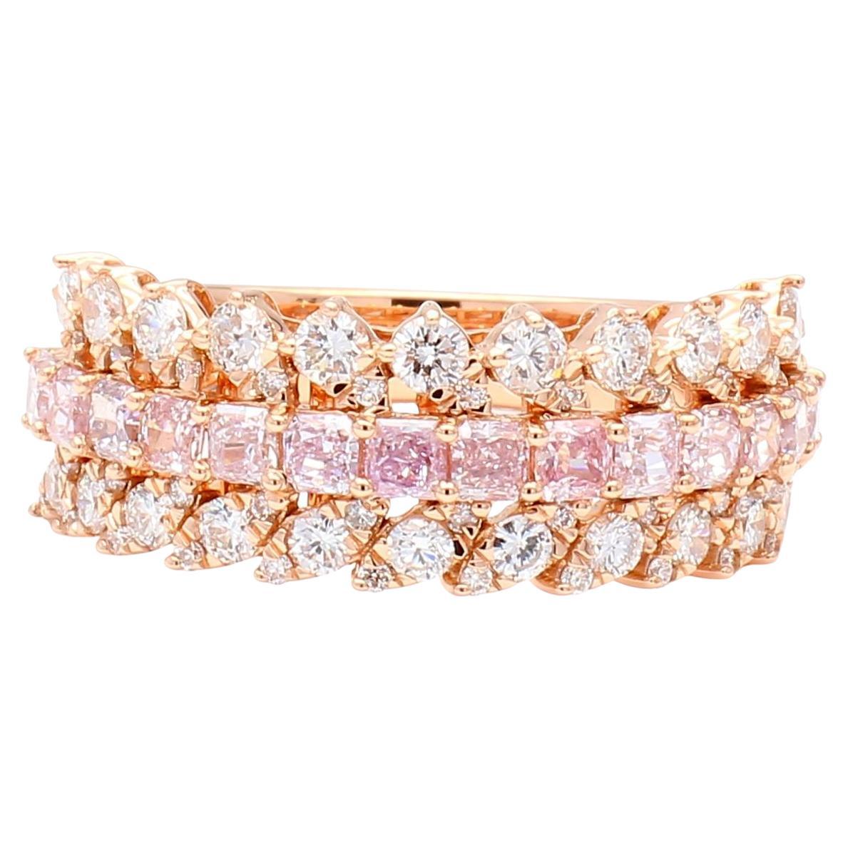 GIA Certified Natural Pink Radiant Diamond 2.92 Carat TW Gold Cocktail ...