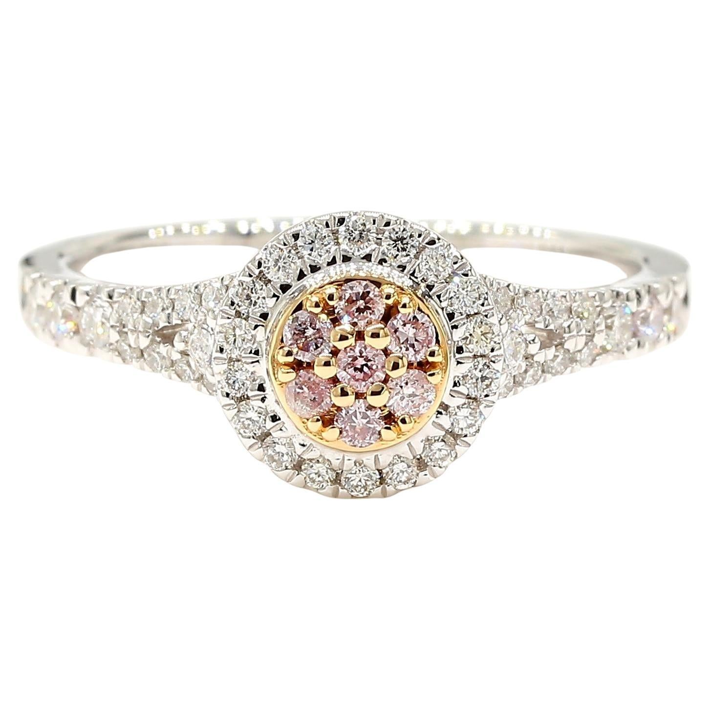 Natural Pink Round Diamond .36 Carat TW Rose Gold Cocktail Ring For ...