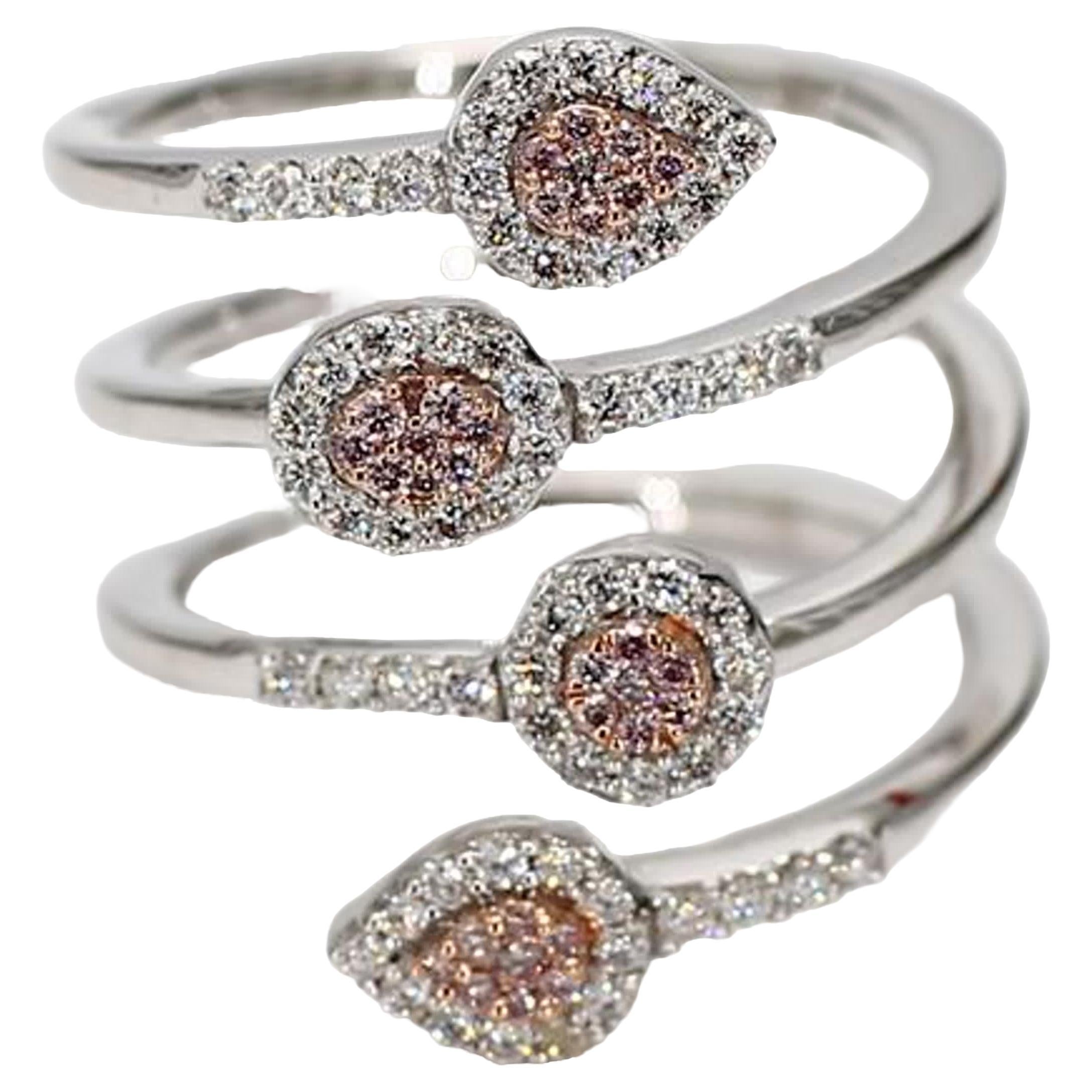 Diamond and Rare Natural Pink Diamond Rose Floral Rose Gold Cocktail ...