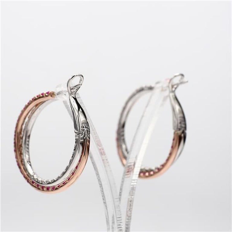 Natural Pink Round Sapphire and White Diamond 3.02 Carat TW Rose Gold ...